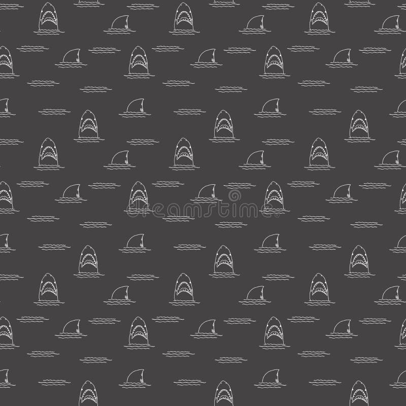 Shark Seamless Pattern, Hand Drawn Sketched Doodle Shark, Vector ...