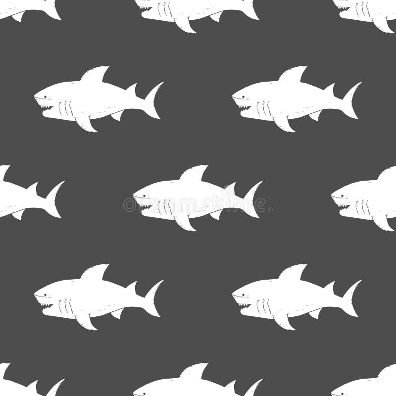 Shark Seamless Pattern, Hand Drawn Sketched Doodle Shark, Vector ...