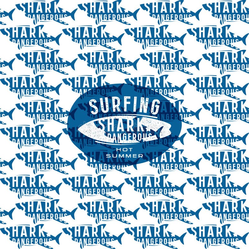 Shark Seamless Pattern and Scuba Diving Emblem Stock Vector ...