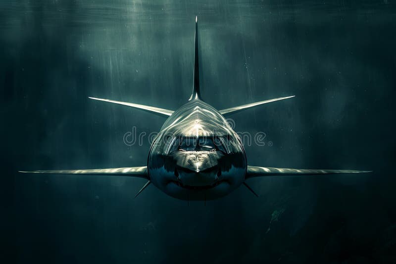 A Shark Shape Submarine Airplane Underwater Generative AI Stock ...