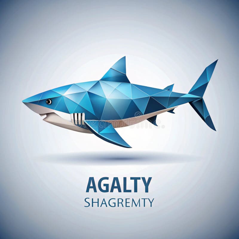Geometric Shark with Sharp Tail Stock Illustration - Illustration of ...