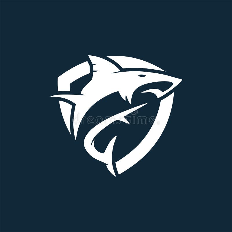 Shark Shield Ribbon Star Logo Design Vector Isolated Template Stock ...