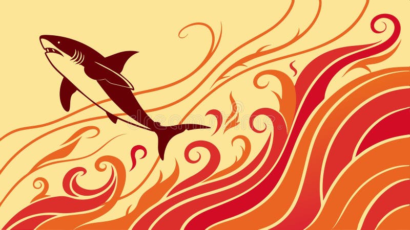 Shark Silhouette Fire, Fierce Predator and Ocean Danger Design. Vector ...
