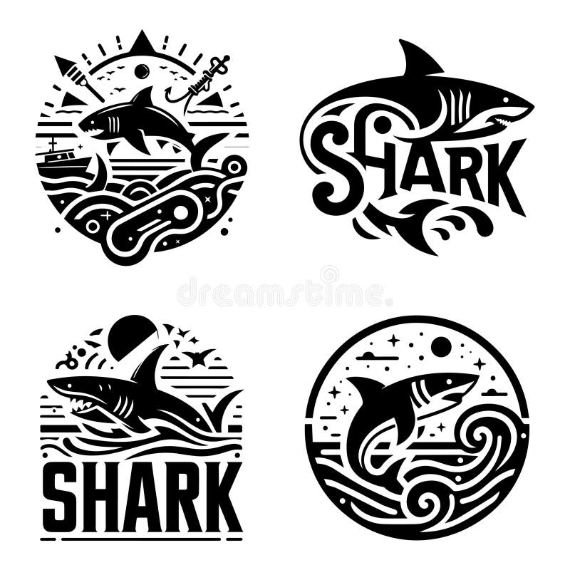 Shark Silhouette Icon with White Background Stock Vector - Illustration ...