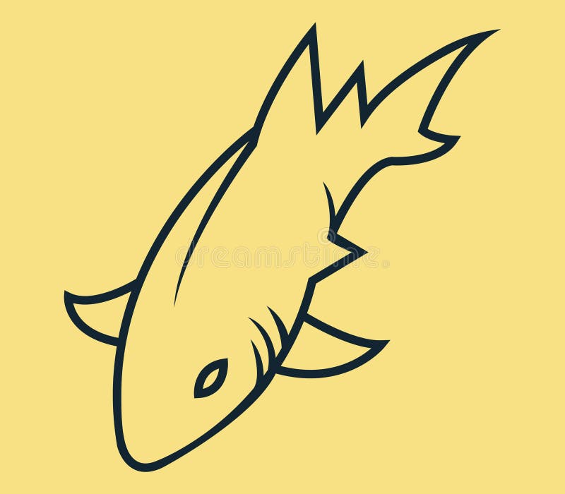 Shark Simple Line Art stock vector. Illustration of smiling - 83169407