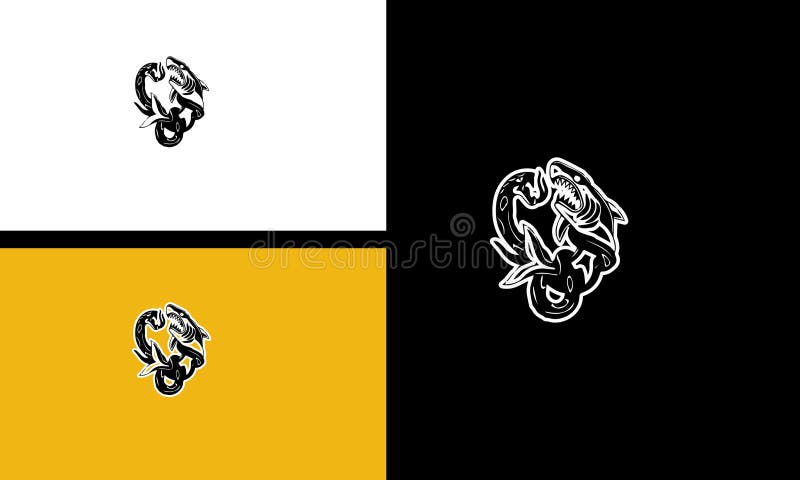 Shark and Snake Vector Line Art Design Stock Vector - Illustration of ...