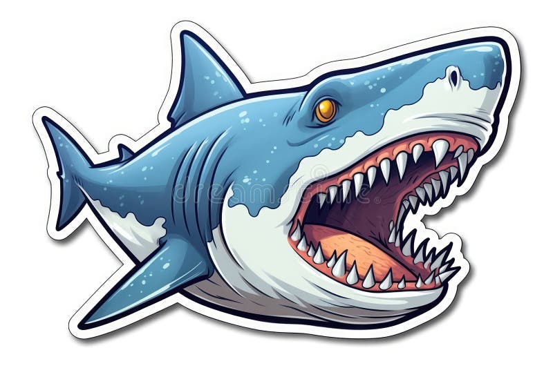 Shark Sticker on White Background. Generative AI Stock Illustration ...