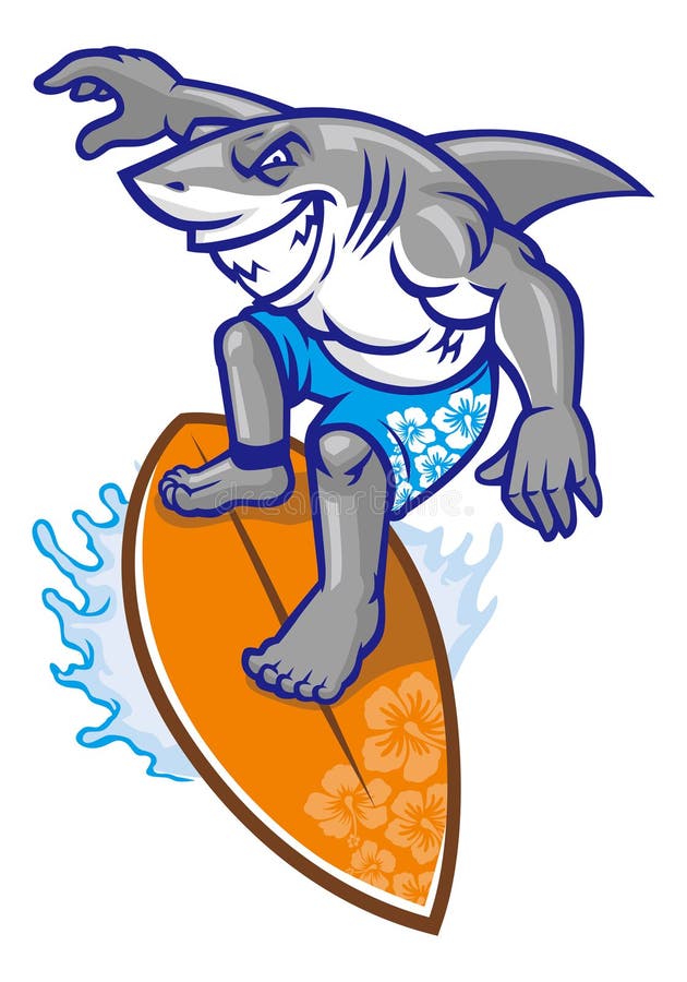 Cartoon Shark Bite Surfboard