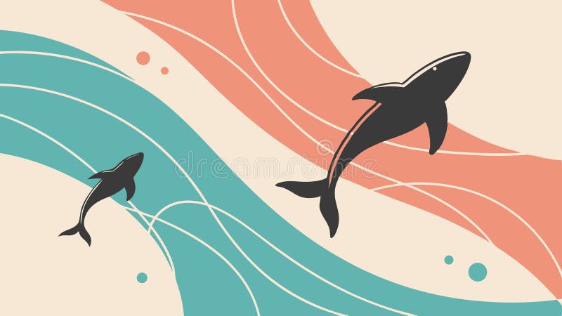 Shark and Tuna, Dynamic Ocean Predator Vector Scene, Vector Design ...