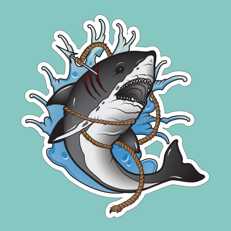 Shark in wave stock vector. Illustration of fauna, spear - 74619552