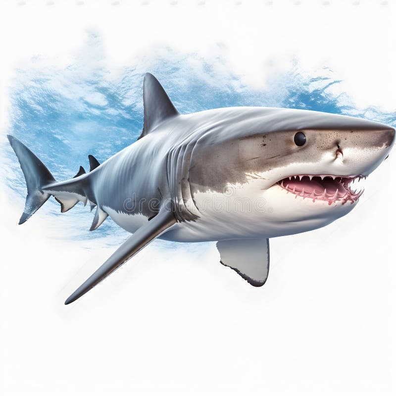Shark White Background, White Shark Stock Illustration - Illustration ...