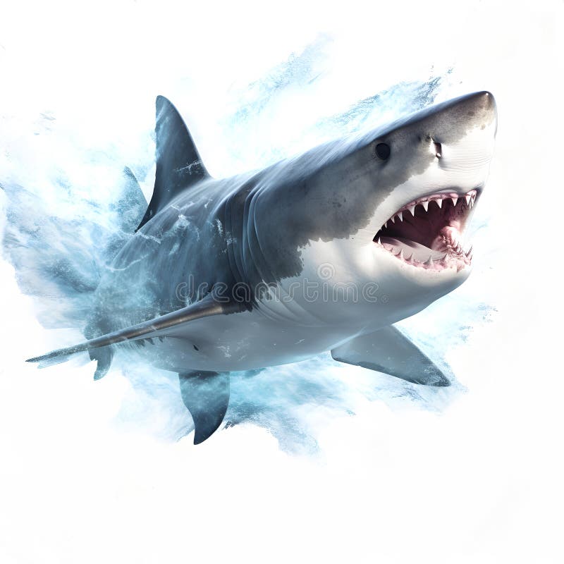 Shark White Background, White Shark Stock Photo - Image of ominous ...