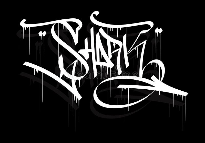 SHARK Word Graffiti Tag Style Stock Illustration - Illustration of ...