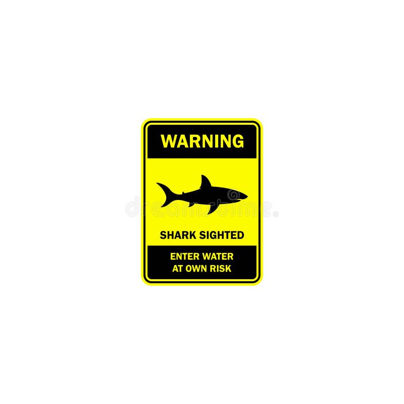 Shark Zone Warning Sign - Vector Shark Silhouette Stock Vector ...