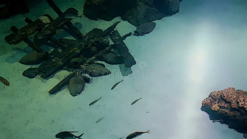 Sharks in Deep Blue Sea in Cartoon Form Closeup Stock Video - Video of ...