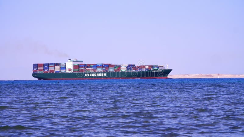 Red Sea, a Large Cargo Ship Sails on the Sea. Stock Image - Image of ...