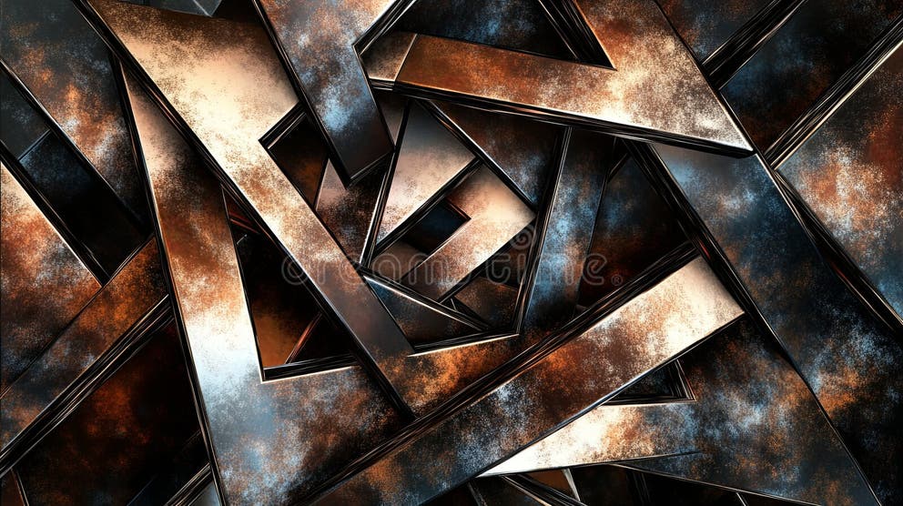 A Sharp Abstract Design of Interlocking Triangles in Metallic Tones Stock Image - Image of line ...