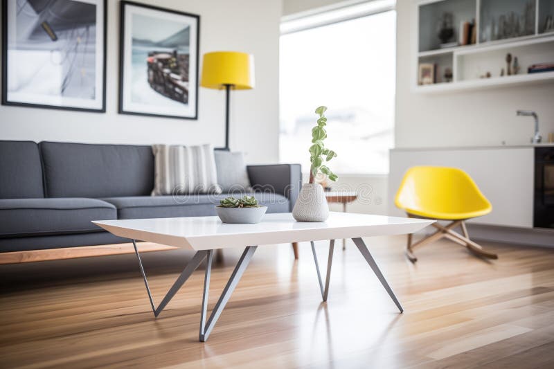 Sharp-angled Modernist Coffee Table in a Trendy Apartment Stock Photo ...