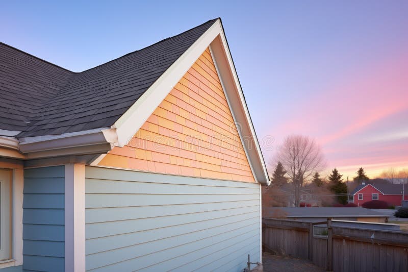 Sharp Angled Roof of a Saltbox Against Sunset Backdrop Stock Photo ...