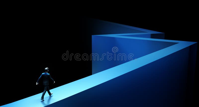 Red Paths through a Black Environment Stock Illustration - Illustration ...