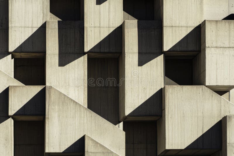 A Sharp, Angular Brutalist Pattern with Raw, Unfinished Concrete ...