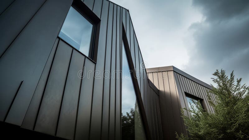Sharp, Angular Rooflines with a Sleek Metal Finish. AI Generated Stock ...
