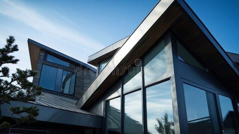 Sharp, Angular Rooflines with a Sleek Metal Finish. AI Generated Stock ...