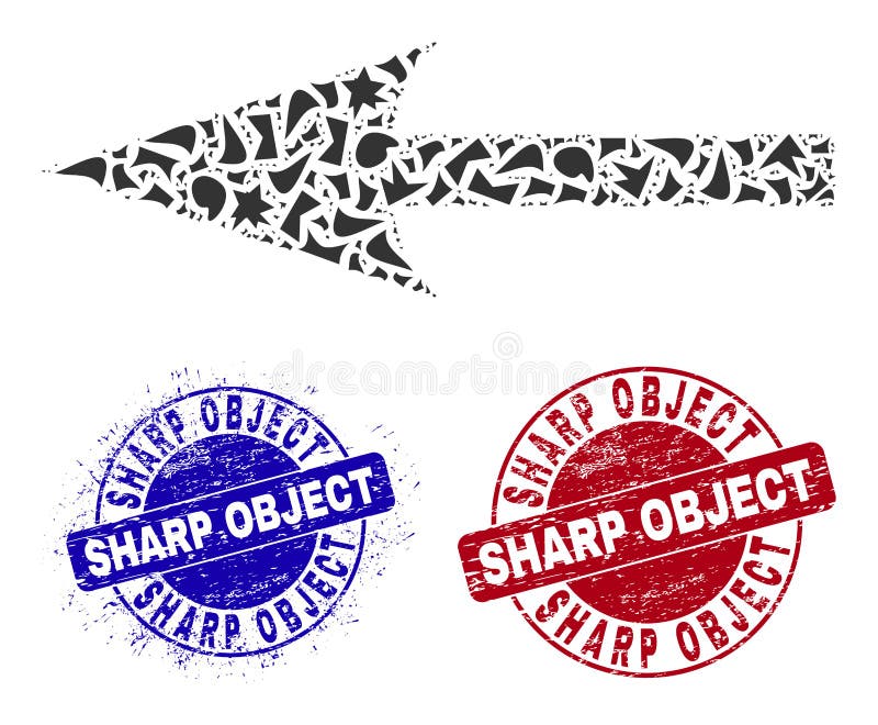 Sharp Arrow Left Mosaic of Shatters with Sharp Object Scratched Stamps ...