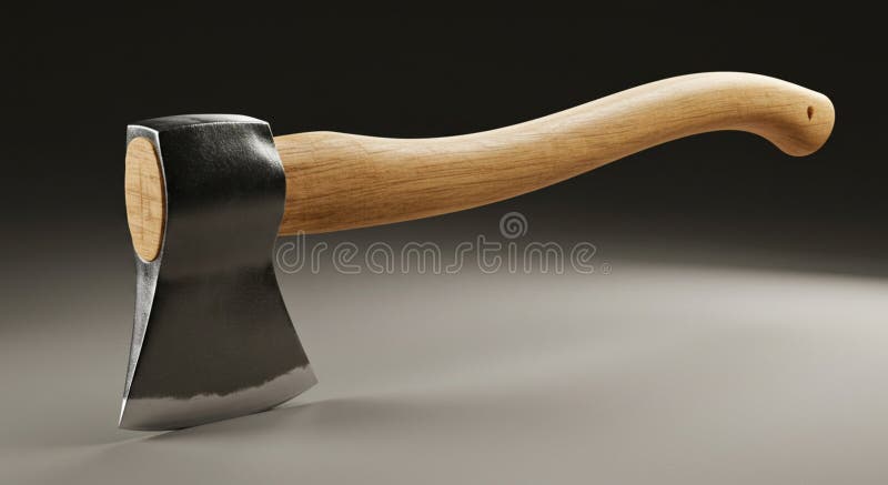 A Sharp Axe with a Polished Steel Head and a Smoothly Curved Wooden ...