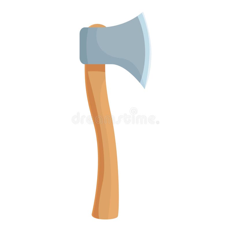 Sharp Axe with Wooden Handle Standing Upright Isolated on White ...