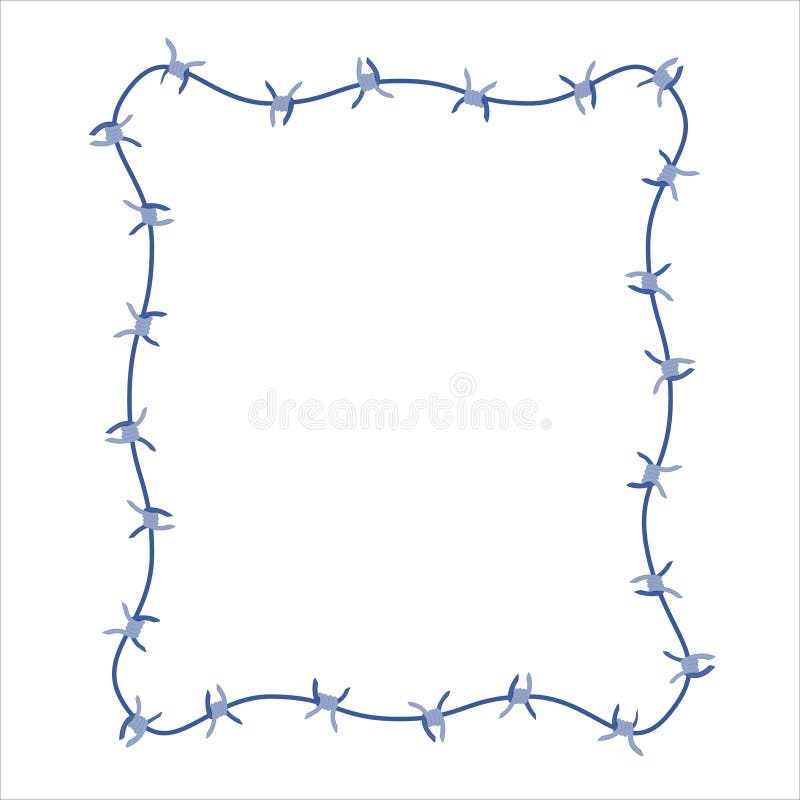 Sharp Barbed Wire Fence Barrier Frame Illustration Stock Vector ...