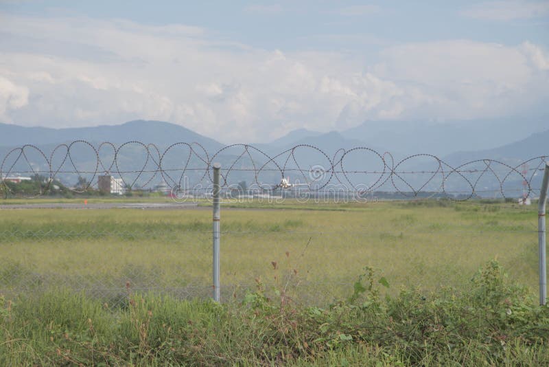 Sharp Barbed Wire on Security Fence Protect Secure Private Space within ...