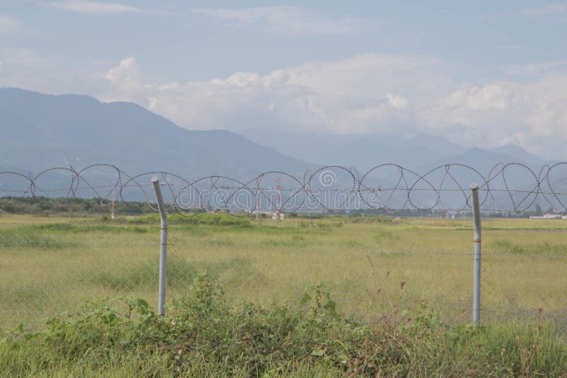 Sharp Barbed Wire on Security Fence Protect Secure Private Space within ...
