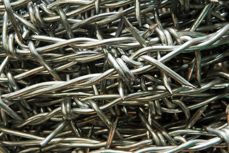 Sharp Barbed Wire Silver Background. Stock Image - Image of danger ...