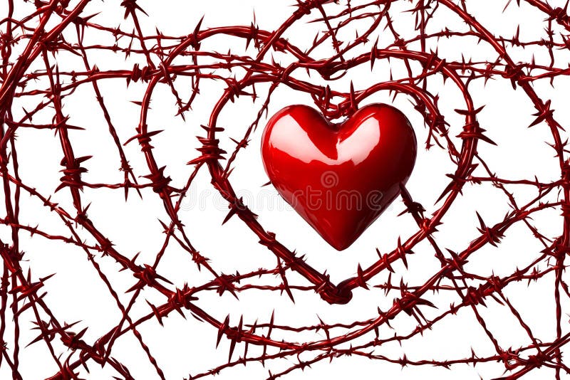 Sharp Barbed Wired Around a Red Heart. Stock Illustration ...