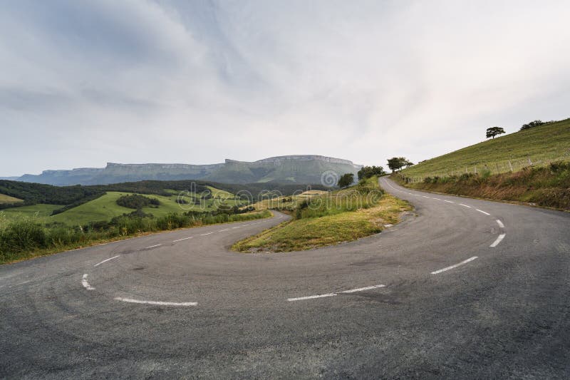 Sharp Bend on a Country Road in the Heart of the Basque Country Stock ...