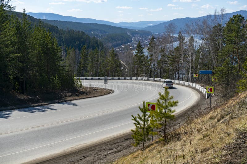 Sharp Bend in Mountain Road Stock Image - Image of blue, remote: 34626881