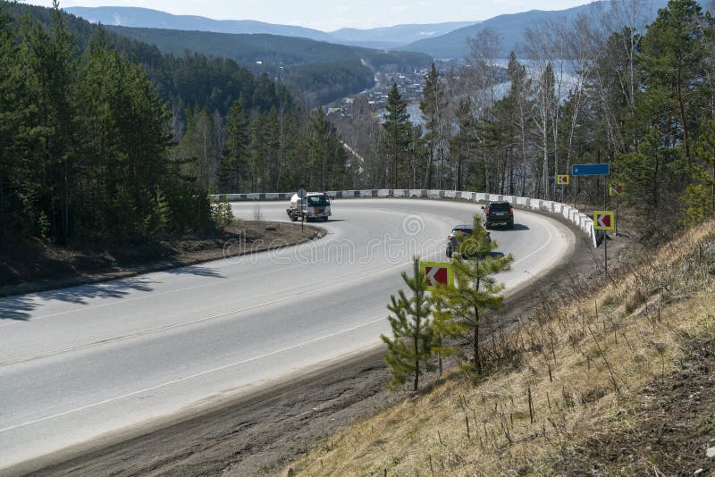 Sharp Bend in Mountain Road Stock Image - Image of blue, remote: 34626881
