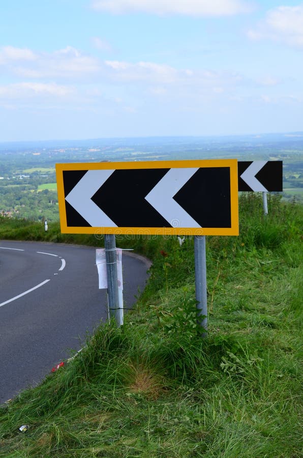 Sharp Bend Warning Chevron. Stock Image - Image of risk, hairpin: 41657001