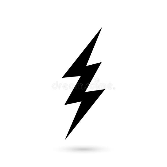 Sharp Black Lightning Bolt Icon with Subtle Shadow Stock Vector ...