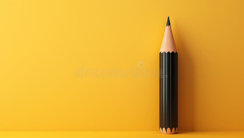 Sharp Black Pencil on Yellow Background Stock Illustration ...