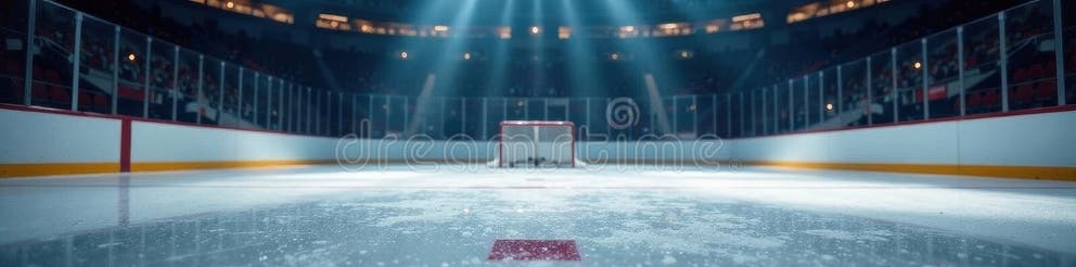 Sharp Black Puck Approaching Empty Net, Arena Backdrop , Arena, Net ...