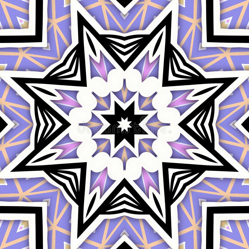 Sharp Black and White Star Pattern with Purple Accents. Stock ...