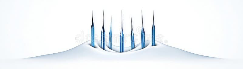 Sharp Blue Injection Needles Emerging from a Smooth White Surface in a ...