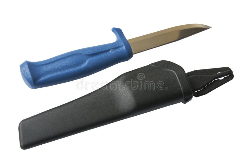 Sharp Blue Knife with a Scabbard Isolate on a White Background Stock ...