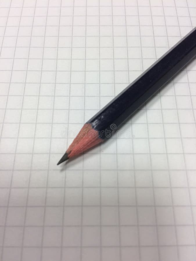 Sharp Blue Pencil on Sheet of Paper Stock Photo - Image of pencil ...