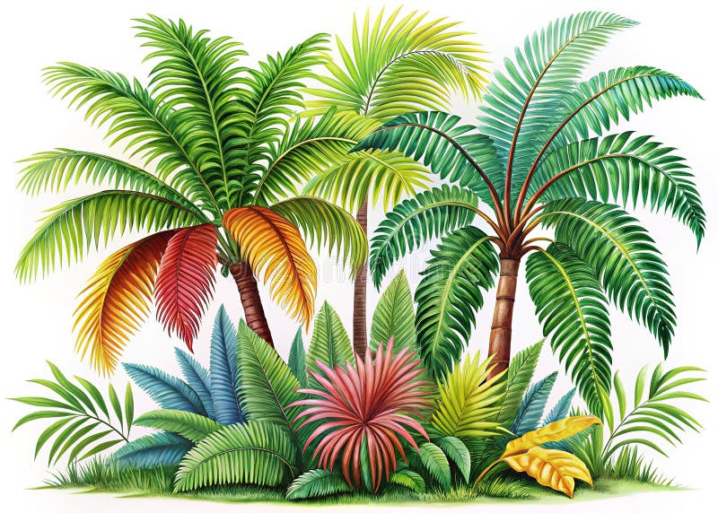 Sharp Bright HandDrawn Tropical Palm Tree Outline Perfect for Design ...