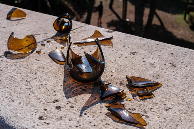 Sharp Broken Glass from a Beer Bottle Stock Image - Image of sharp ...