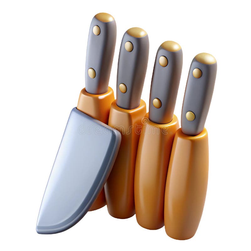 Set of Ceramic Knives with Different Blade Sizes Stock Illustration ...