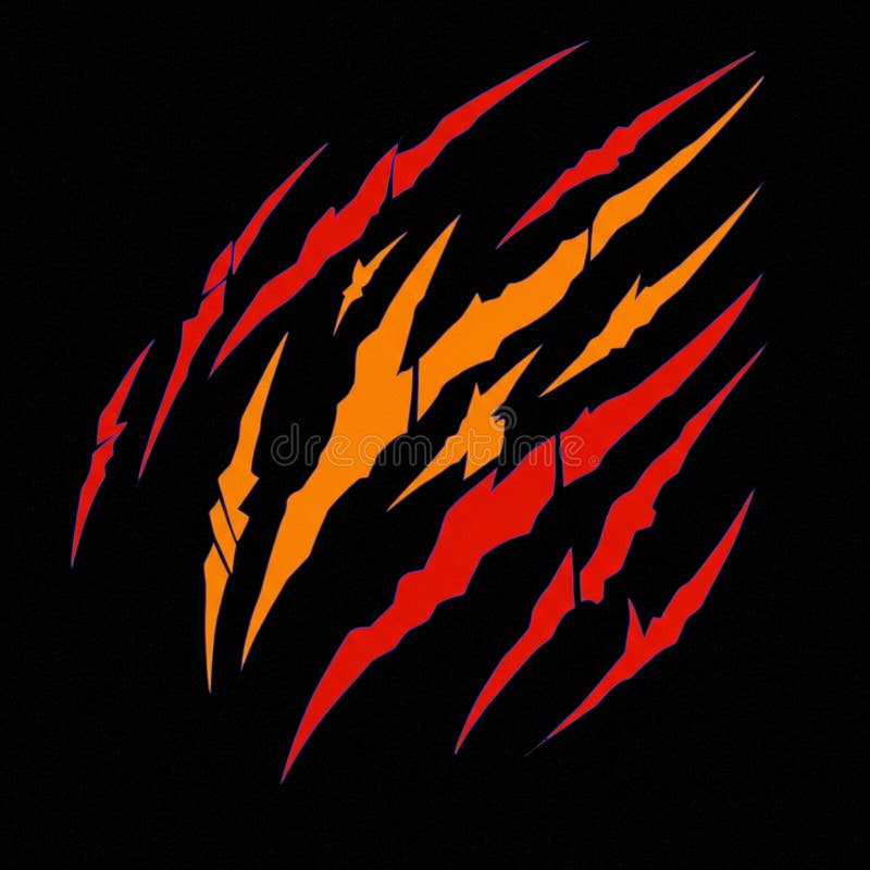 Sharp Claw-like Scratch Marks in Vibrant Red and Orange Appear on a ...